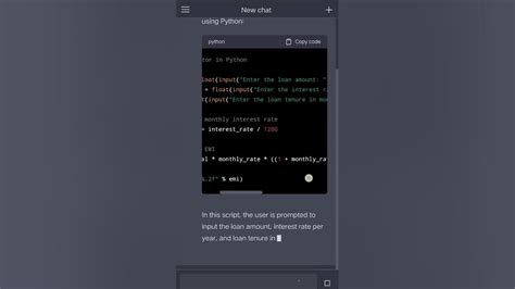 Emi Calculator Code Python Chatgpt Python Chatgptexamples Youtube