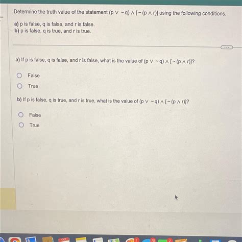 Solved Determine The Truth Value Of The Statement