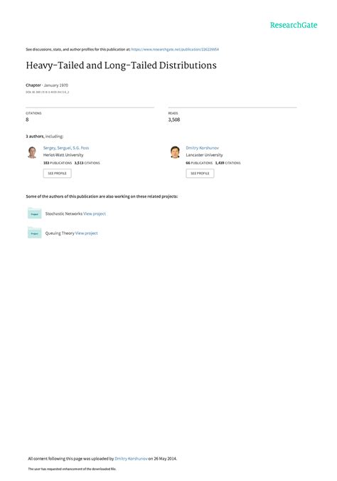 Heavy Tailed And Long Tailed Distributions See Discussions Stats And Author Profiles For