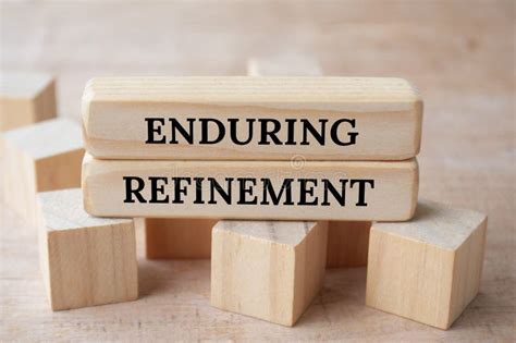 Enduring Refinement Text On Wooden Blocks Operational Excellence Concept Stock Illustration