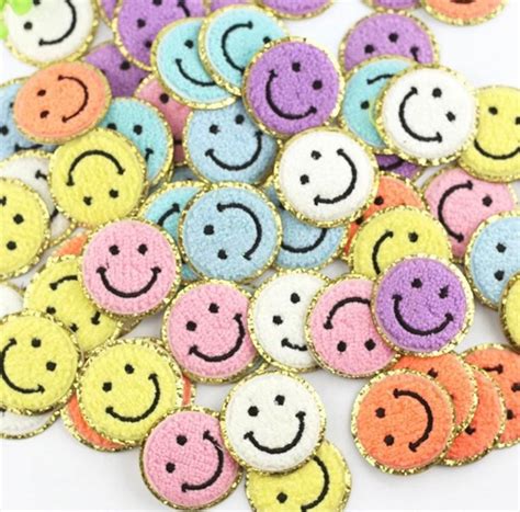 Chenille Patch Smiley Face Iron On Chenille Patch Smiley Face Patch Etsy Handmade Patch