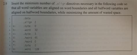 Solved Insert The Minimum Number Of Align Directives