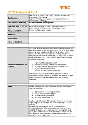 Btec Level 3 It Unit 1 Revision Guide Studocu