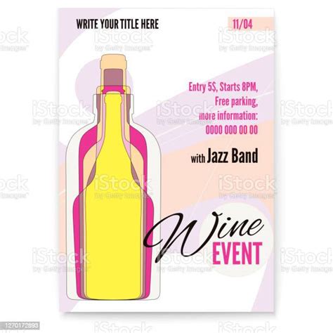 와인 축제 이벤트 또는 메뉴 커버배너 칵테일 파티 포스터 빈티지 추상 미술 병 모양이 겹칩니다 브로셔 배너 전단지에 대한 벡터 레이아웃 가리기에 대한 스톡 벡터 아트 및