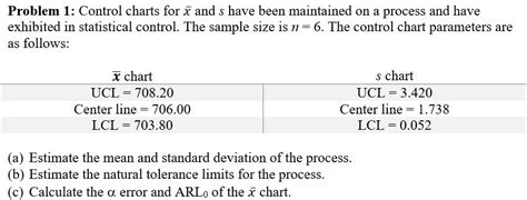 Solved Problem 1 Control Charts For X And S Have Been