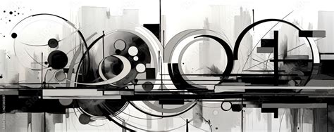 Symphony Of Abstract Lines And Shapes On A Monochromatic Background Showcasing The Interplay