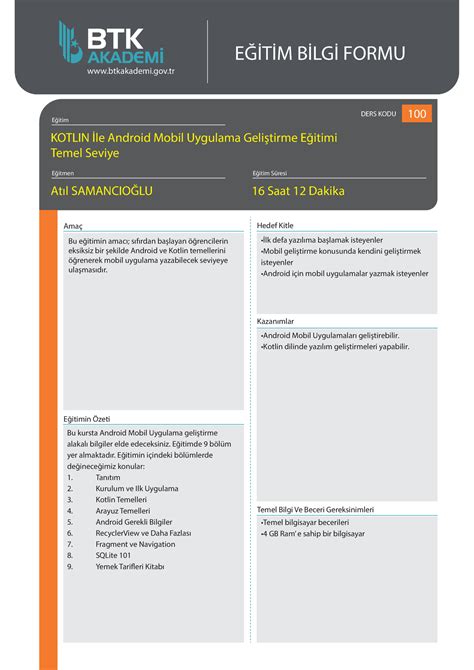 Kotlin Ile Android Mobil Uygulama Gelistirme E Itimi Temel Seviye