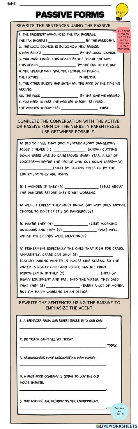Passive Forms Free Interactive Worksheets 2220789