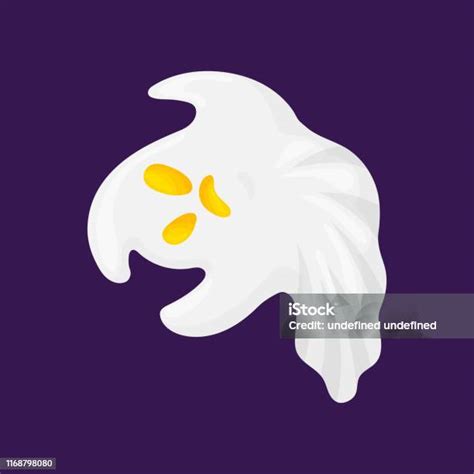 유령 문자입니다 소름 끼치는 하얀 영혼이 무섭고 달콤한 얼굴로 날아간다 만화와 플랫 스타일 흰색 배경에 벡터 그림입니다 귀여운에 대한 스톡 벡터 아트 및 기타 이미지