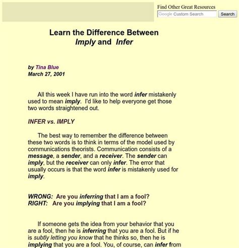 Learn The Difference Between Imply And Infer Handout For 9th 10th
