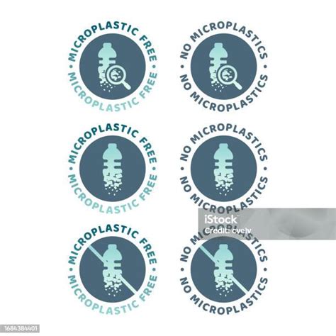 Microplastic Free Colorful Vector Label Set Stock Illustration