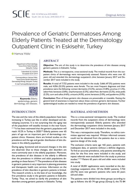 Pdf The Prevalence Of The Geriatric Dermatoses Among Elderly Patients