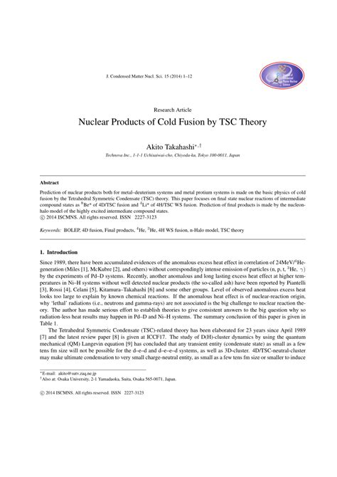 pdf nuclear products of cold fusion by tsc theory