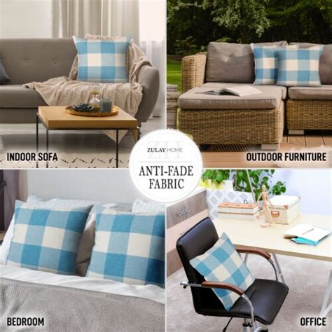 Zulay Home Buffalo Plaid Throw Pillow Covers 16 X 16 Inch Sky Blue