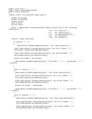 Calculator Java Import Java Util Import Javax Swing JOptionPane Public Class Calculator Cfw