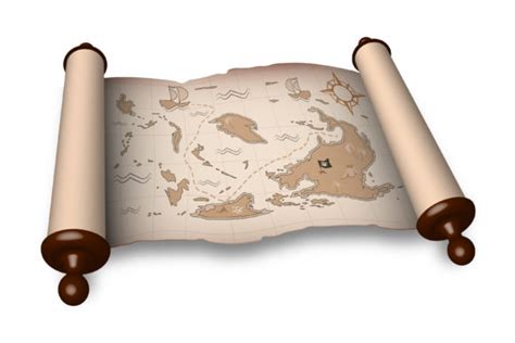 Ancient Scroll With Pirate Map In Cartoon Style Graphic By RNko Creative Fabrica