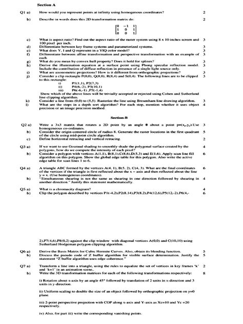 Computer Graphics Pyq 2pdf Pdf Cartesian Coordinate System 2 D