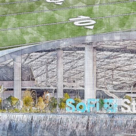 Sofi Stadium Print Canvas Wall Art Los Angeles Rams Football Stadium Art