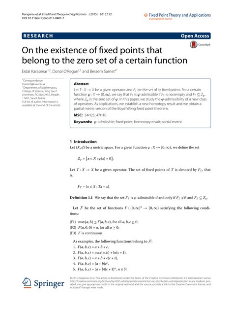 Pdf On Common Fixed Points That Belong To The Zero Set Of A Certain Function