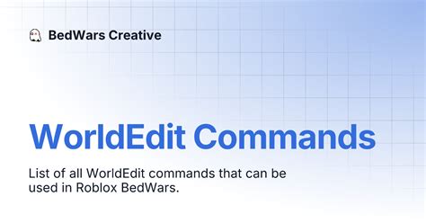 Worldedit Commands Bedwars Creative