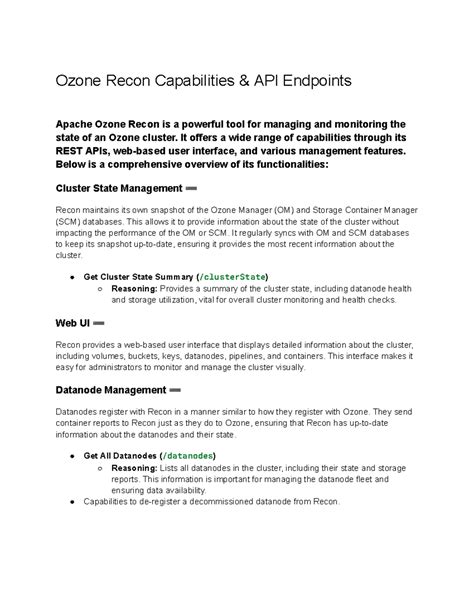 Ozone Recon Capabilities And Api Endpoints Ozone Recon Capabilities