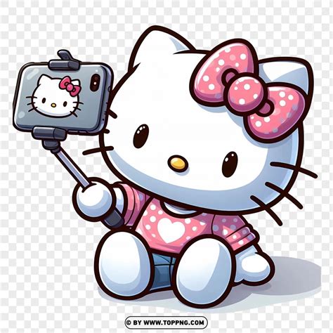 Hello Kitty Holding Selfie Stick Toppng