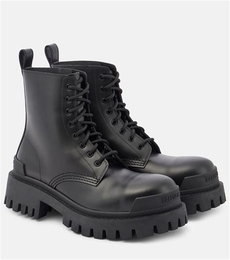 Strike Leather Ankle Boots In Black Balenciaga Mytheresa