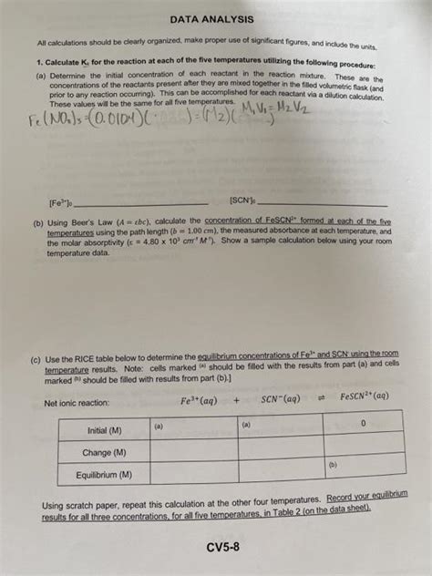 data sheet be sure to record all data with the proper