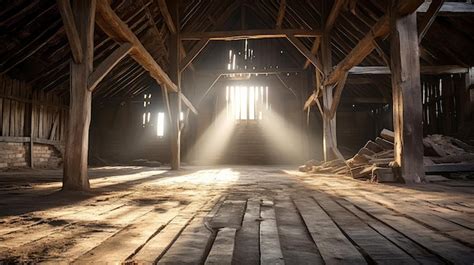 Wooden Old Barn Interior Premium Ai Generated Image