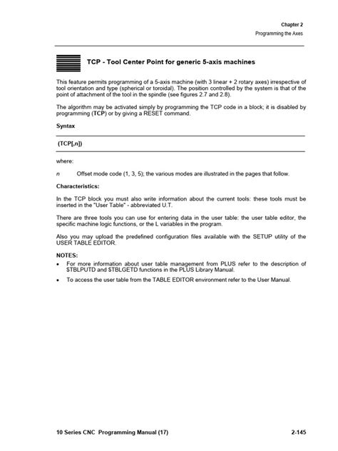 10 Series Cnc Tcp Tool Center Point For Generic 5 Axis Machines Pdf