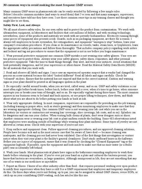 30 Common Ways To Avoid Making The Most Frequent Gmp Errors Pdf