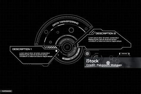 Hud 미래 사이버 펑크 인포 그래픽 패널 웹 앱 Ui 디자인 템플릿에 대 한 배너 기술 인터페이스 가상 현실 화면 프레임 또는