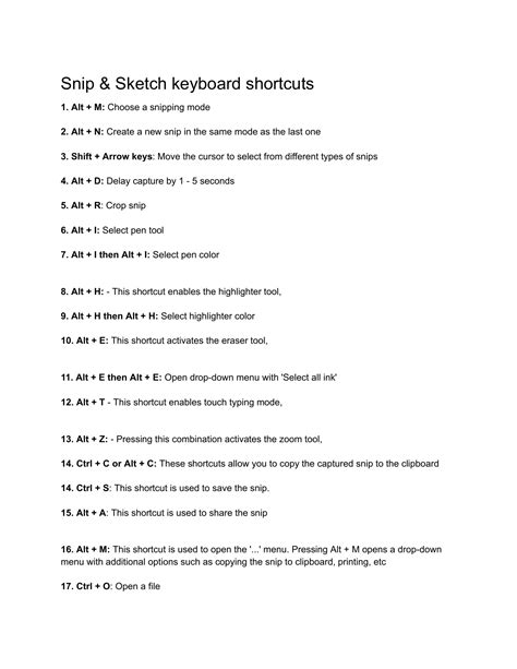 Snip Sketch Keyboard Shortcuts PDF Pdf DocDroid