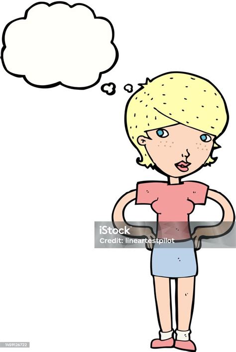 말풍선이 있고 손을 엉덩이에 대는 여성 만화 캐릭터 기포에 대한 스톡 벡터 아트 및 기타 이미지 기포 낙서 드로잉 단순함 Istock