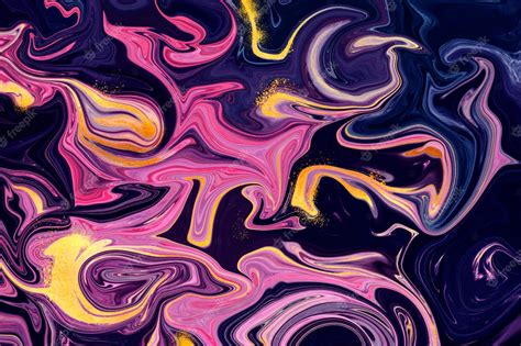 황금 광택 텍스처와 액체 대리석 배경 프리미엄 벡터