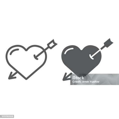 심장은 화살표 선 및 문자 모양 아이콘 사랑과 발렌타인 큐 사인 벡터 그래픽 흰색 바탕에 선형 패턴 피어 싱 하트 모양에 대한 스톡 벡터 아트 및 기타 이미지 Istock