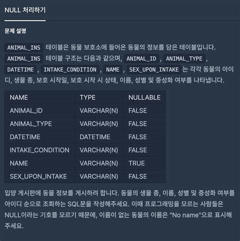 SQL 코딩테스트 NULL 처리하기