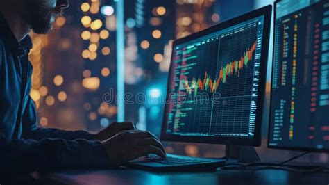 Stock Market Data Analysis On Computer Screens Stock Image Image Of