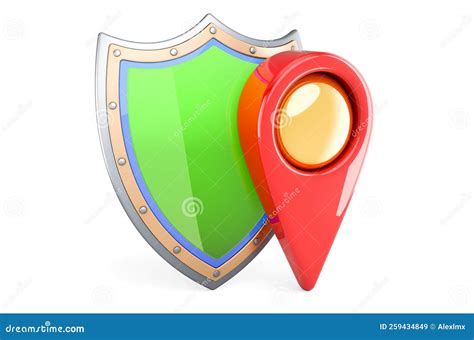 Shield With Map Pointer D Rendering Stock Illustration Illustration Of Safety Direction