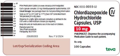 Dailymed Chlordiazepoxide Hydrochloride Capsule