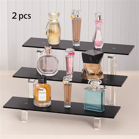 Hirchor Acrylic Risers For Food Display Black Acrylic Riser Shelves Perfume Display Stand