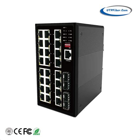 L2 Industrial 24 Port 10 100 1000t 4 Port 100 1000x Sfp Managed Ethernet Switch Shenzhen