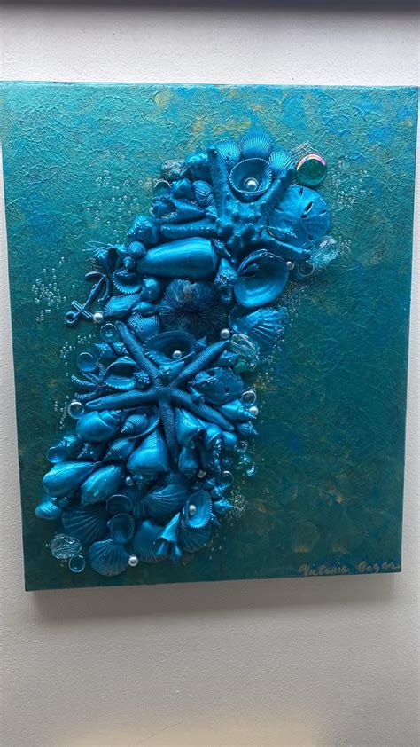 Shell Resin Art On Canvas Etsy