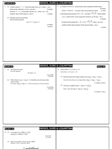 F4c4 Indices Surds And Logarithm Revision Pdf