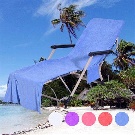 Naxoaeo Beach Chair Towel Chaise Lounge Cover With Pockets Pool Chair