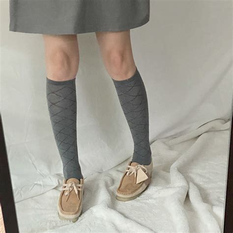 데일리 클래식 아가일 체크 패턴 니삭스 양말 Pe1074