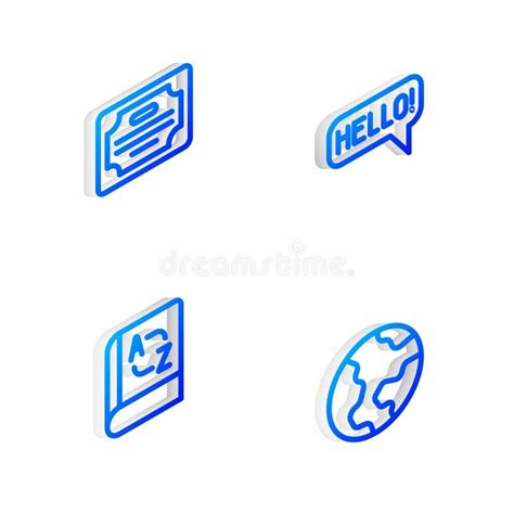 Set Isometric Line Hello In Different Languages Certificate Template