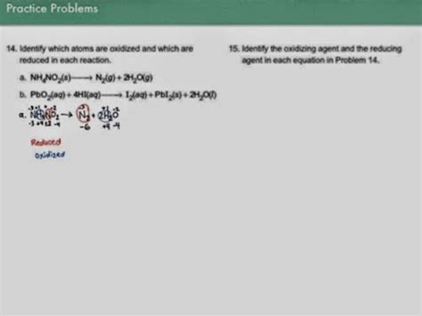Chemistry Practice Problems Oxidation