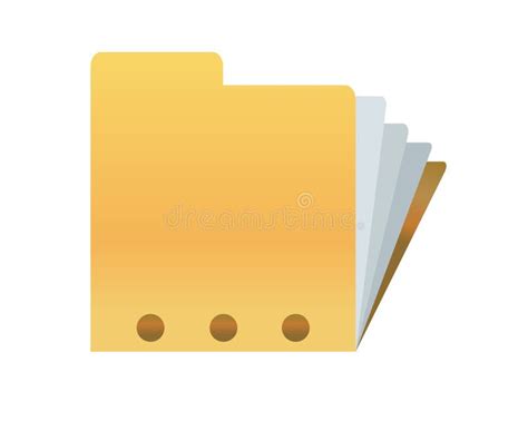 Classic Gradient Yellow Computer File Folder Icon With Document Stock