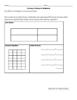 Multiplying 2 Digit By 2 Digit Numbers Choosing A Strategy TPT